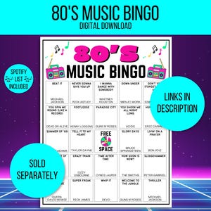 80s Bingo, 1980s Bingo, Retro Bingo, 30 Printable 1980s Bingo Cards ...