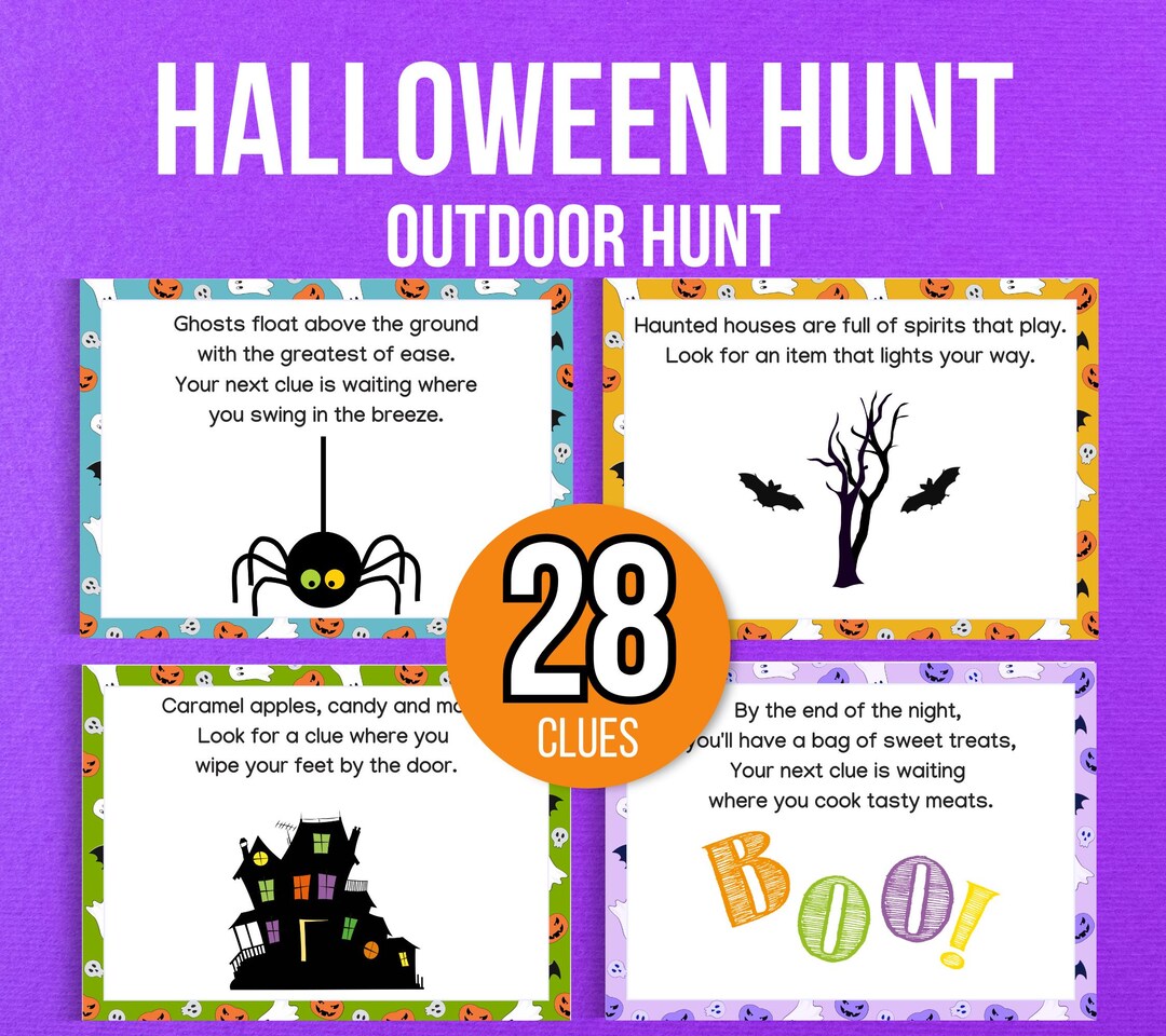 Outdoor Halloween Treasure Hunt, Outdoor Halloween Scavenger Hunt, 28 ...
