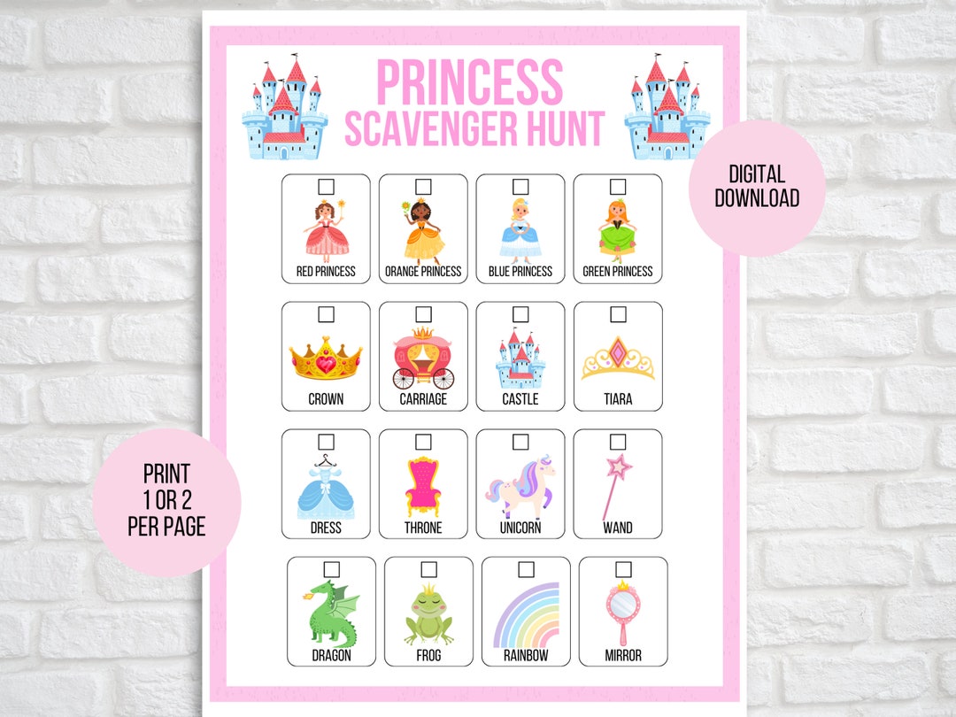 Princess Scavenger Hunt Printable Princess Party Game - Etsy