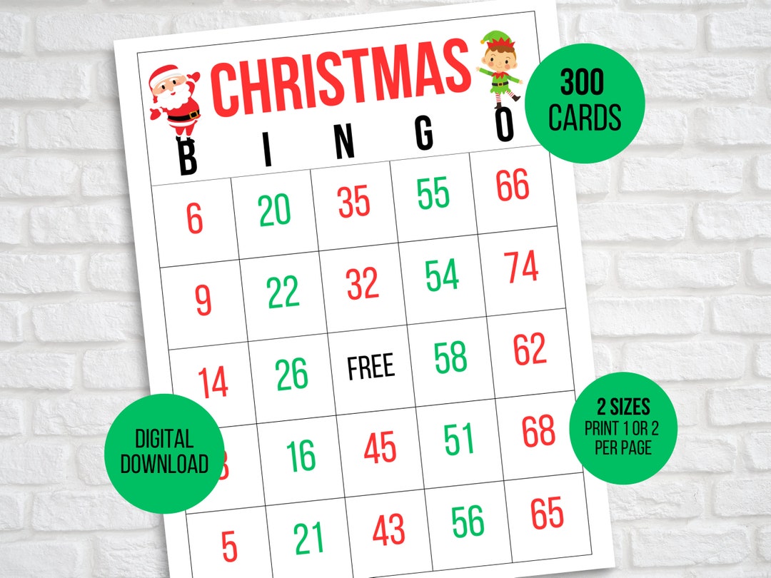 300 cartes de bingo de Noël 1 2 ou 4 par page jeu de fête - Etsy France