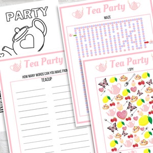 Tea Party Games Printable, Tea Party Activities, Girls Tea Party Games ...