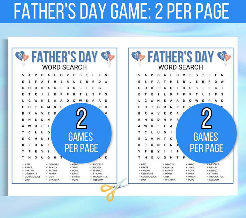 Father's Day Word Search, Printable Father's Day Game, Father's Day ...