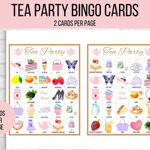 Tea Party Bingo, 40 Unique Printable Tea Party Bingo Cards, Tea Party ...