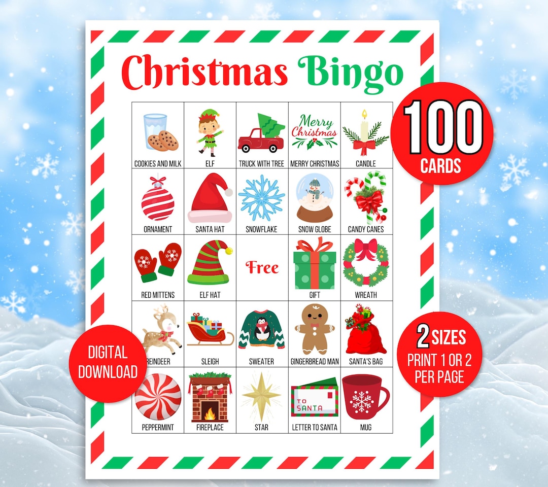 Christmas Bingo, 100 Christmas Bingo Cards, Christmas Activity, Kids ...