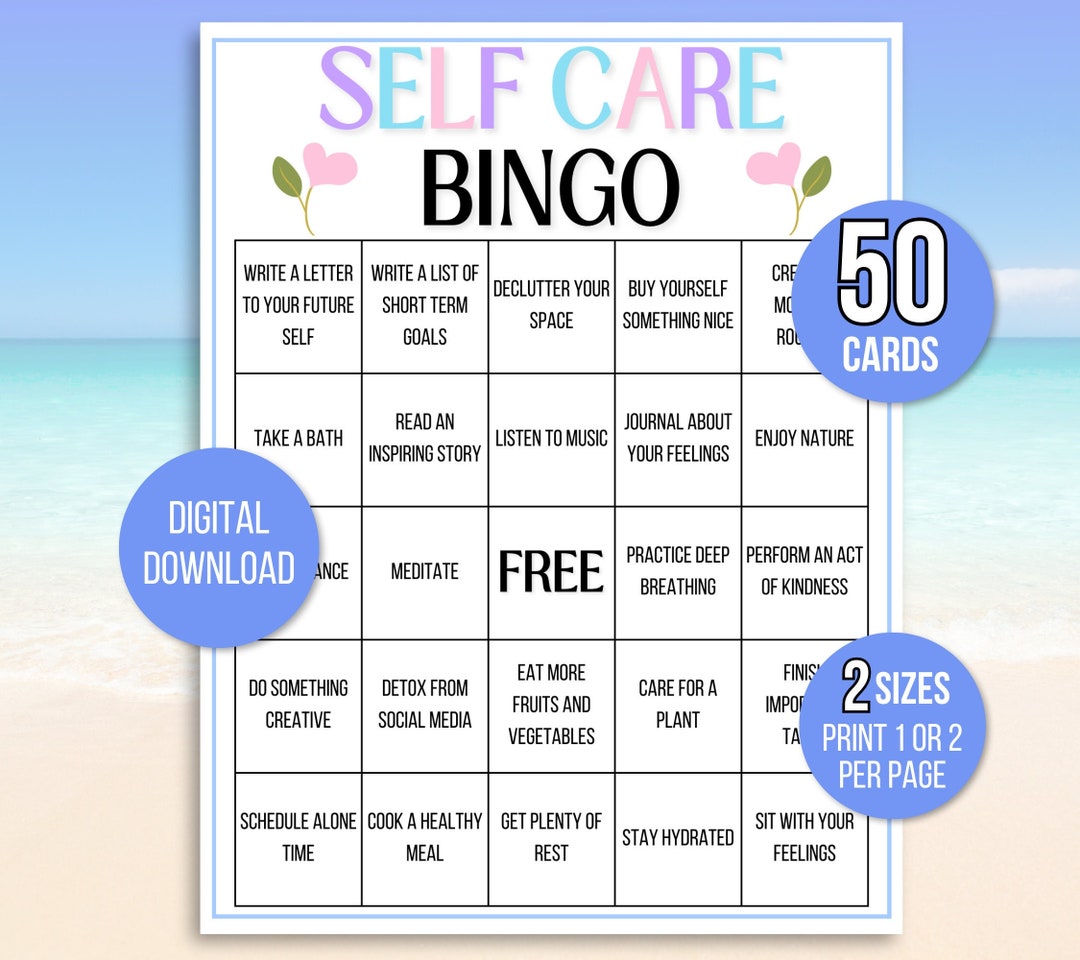 Self Care Bingo, 50 Self Care Bingo Cards, Self Care Challenge, Self ...