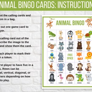 Animal Bingo 30 Printable Animal Bingo Cards Animal Party - Etsy