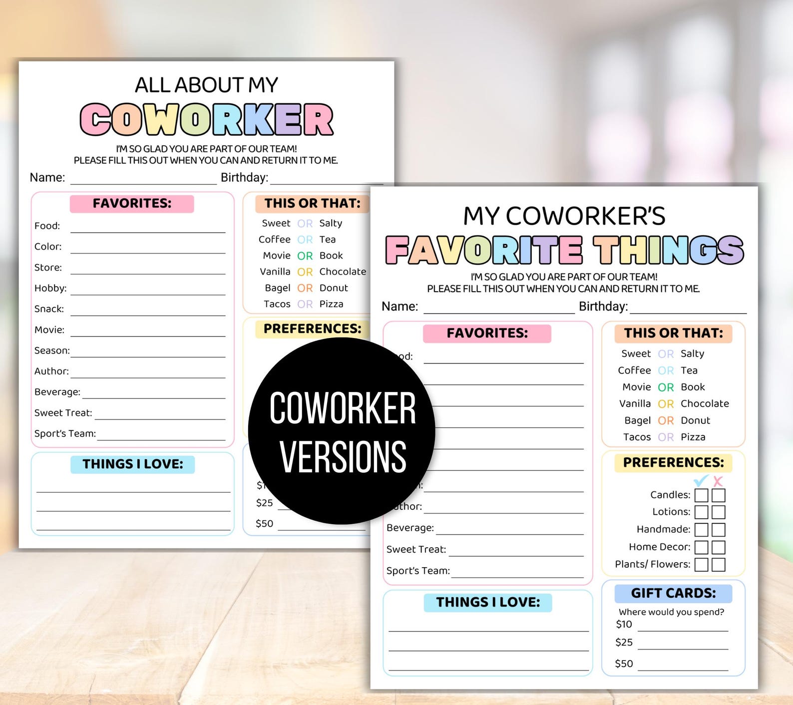 Favorite Things Survey, Favorite Things Form, My Favorite Things Survey ...