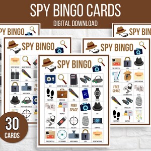 Spy Bingo, 30 Printable Spy Bingo Cards, Spy Party Game, Spy Activity ...