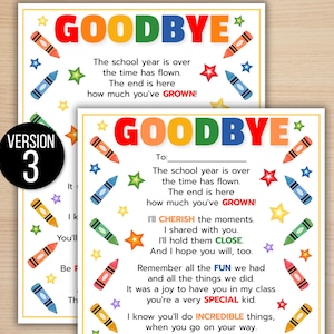 End of School Year Letter for Students, Gift From Teacher, Last Day of ...