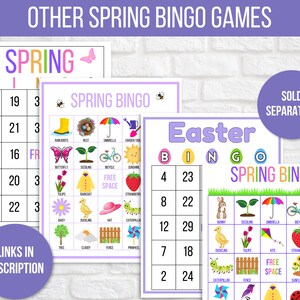 Spring Bingo, 100 Spring Bingo Cards, Spring Carte Bingo, Spring ...