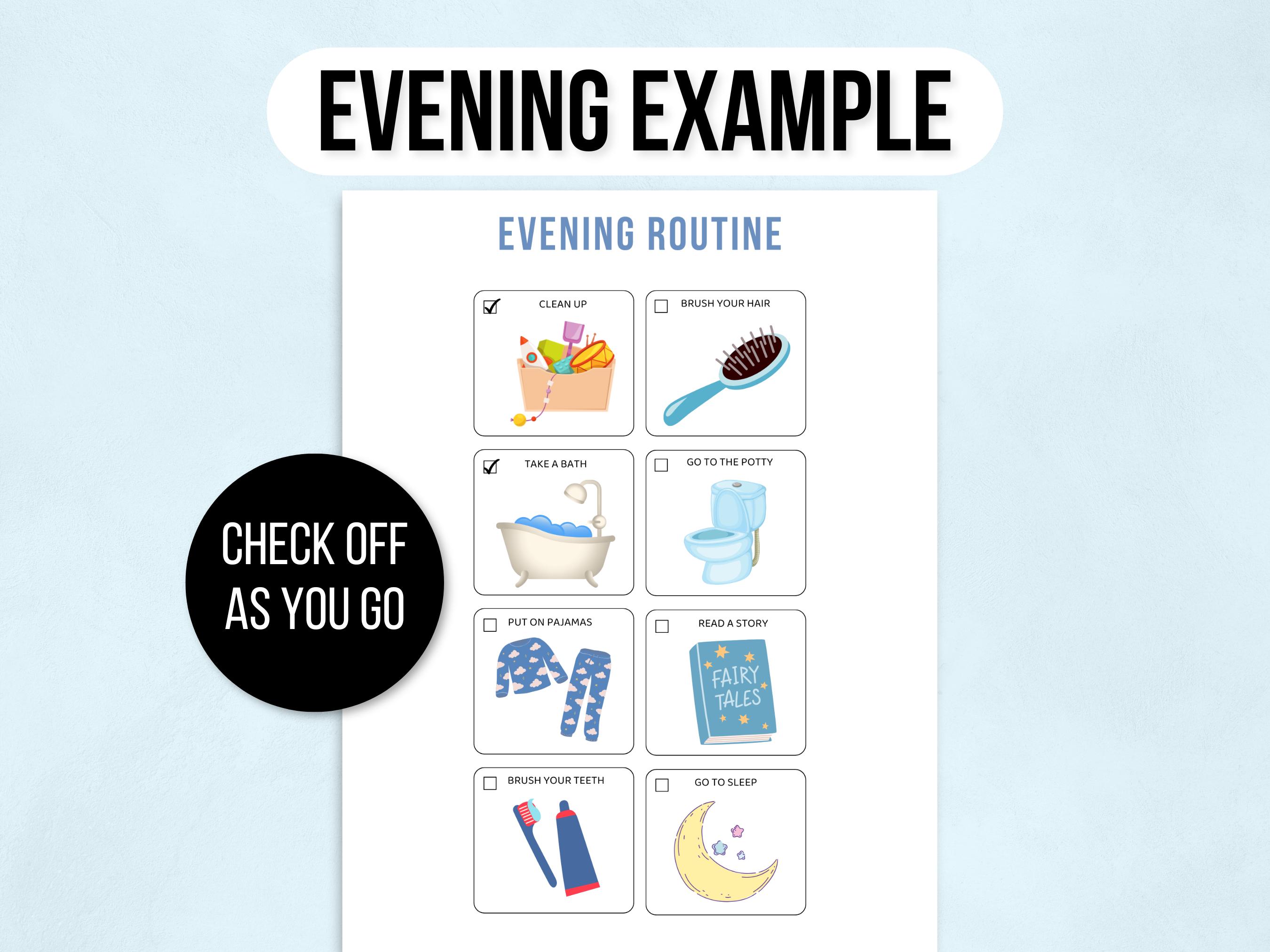 Kids Morning and Evening Routine Charts, Morning Routine for Kids ...