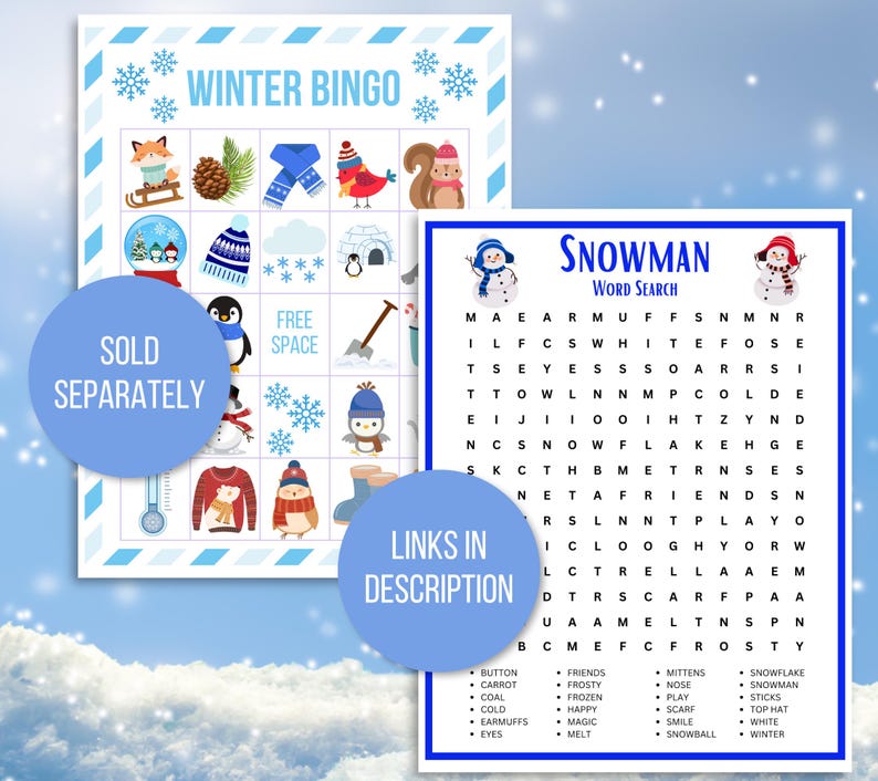 Snowman Bingo, Winter Bingo, 30 Printable Snowman Bingo Cards, Winter ...