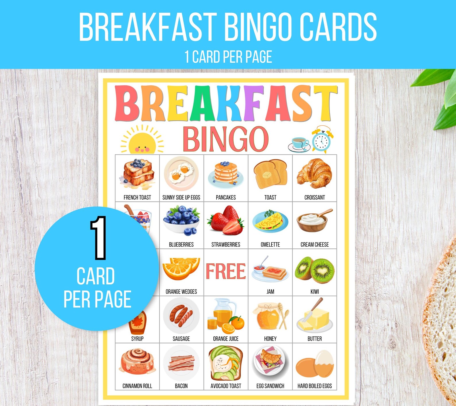 Breakfast Bingo, 60 Printable Breakfast Bingo Cards, Breakfast Bingo ...