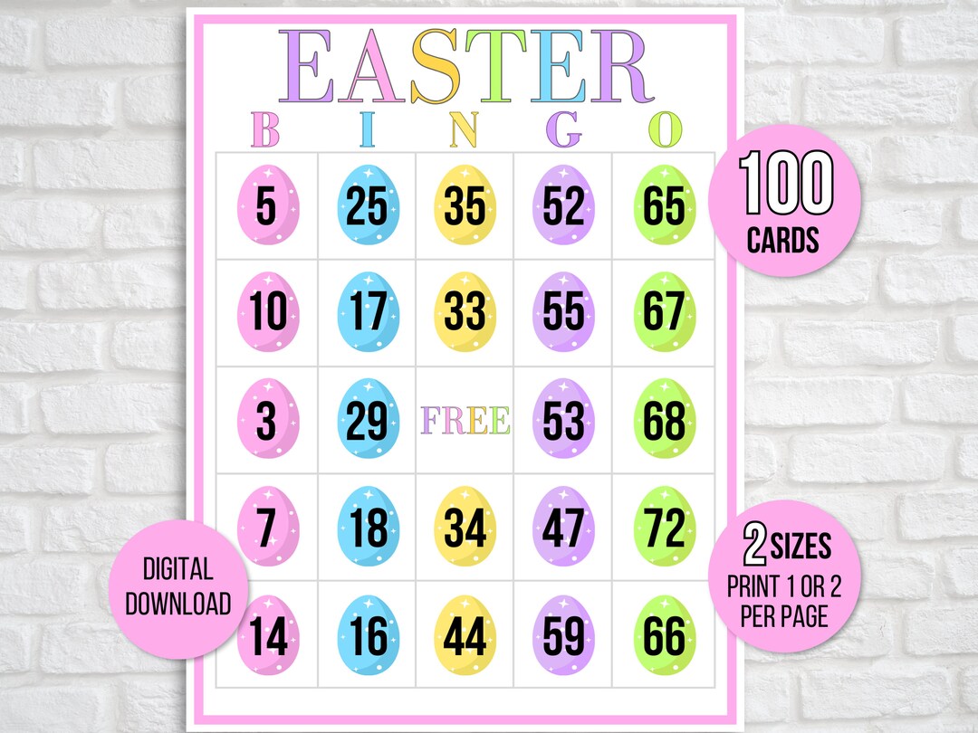 Easter Bingo, 100 Easter Bingo Cards, Easter Activity, Kids Easter ...