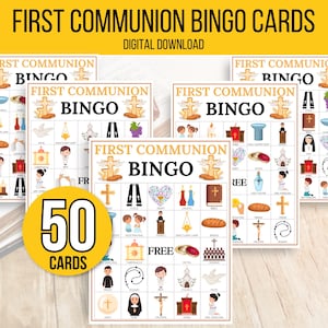 First Communion Bingo, 50 First Communion Bingo Cards, Bible Bingo ...