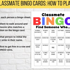 Classmate Bingo, Get to Know You Bingo, Find Someone Who Bingo, Find ...