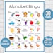Picture Alphabet Bingo, 30 Printable Alphabet Bingo Cards, ABC Practice ...