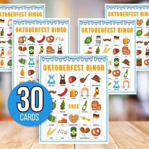 Oktoberfest Bingo, 30 Oktoberfest Bingo Cards, Oktoberfest Activity ...