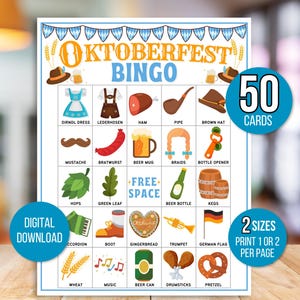 Oktoberfest Bingo, 50 Oktoberfest Bingo Cards, Oktoberfest Games ...