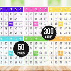 300 Bingo Cards, 6 per Page, Fun Party Game, Classroom Activity, Bingo ...
