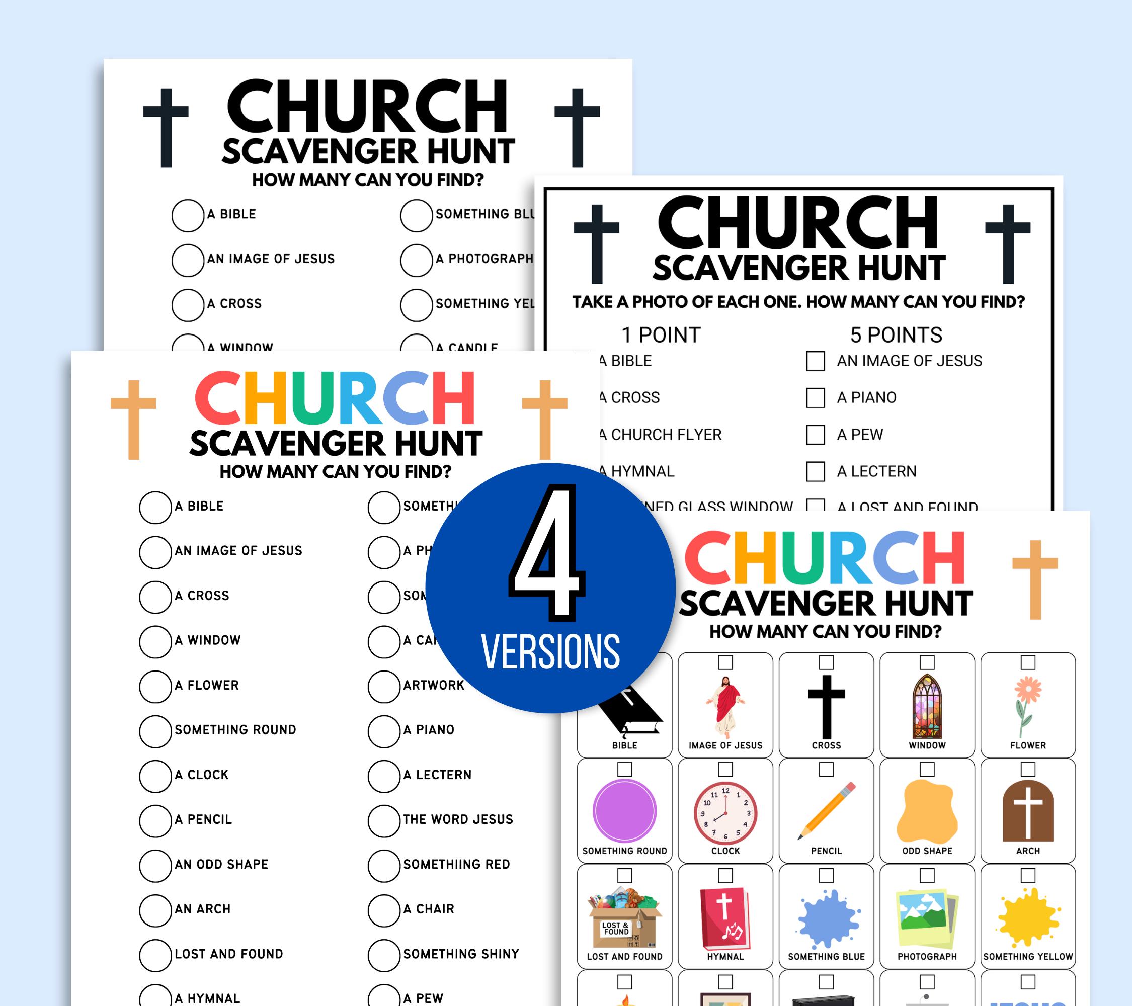 Church Scavenger Hunts, Church Photo Scavenger Hunts, Bible Games ...