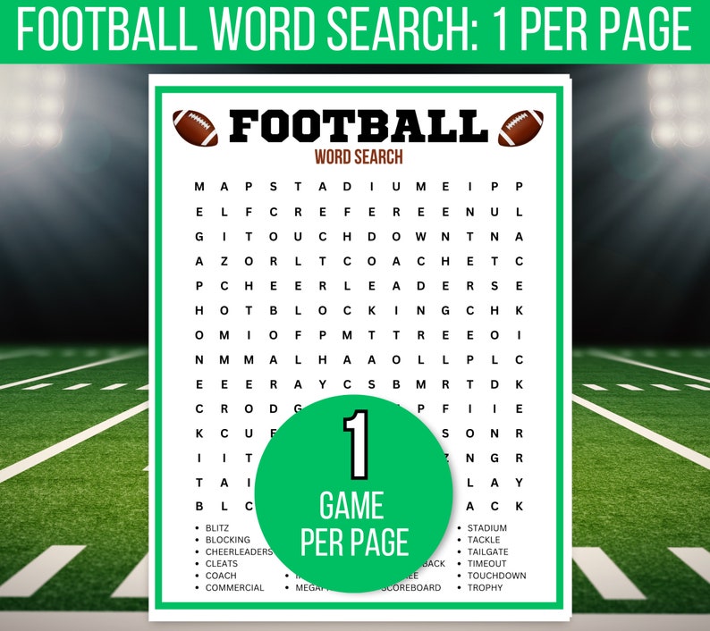 Football Word Search, Printable Football Word Search, Football Activity ...
