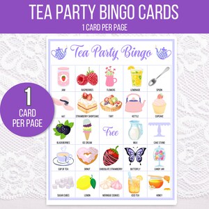 Tea Party Bingo, 40 Printable Tea Party Bingo Cards, Tea Party Game ...