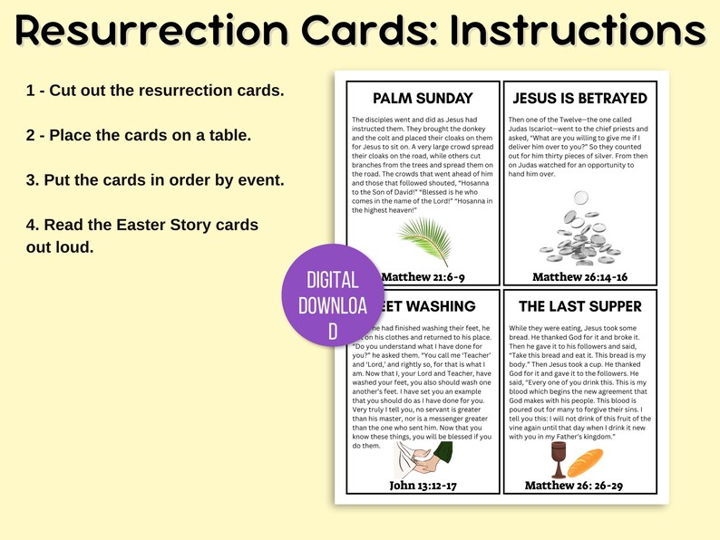 Easter Story Cards, Resurrection Story Cards, Holy Week Cards, Easter ...