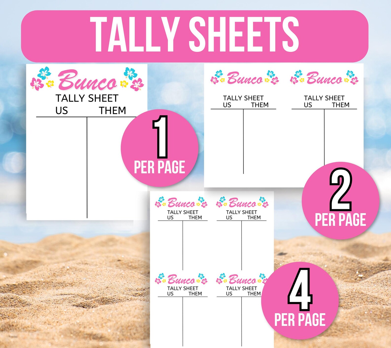 Luau Bunco Score Sheet, Luau Bunco, Aloha Bunco, Hawaiian Bunco, Bunco ...