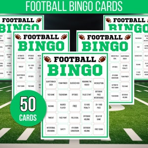 Football Bingo, 50 Unique Printable Football Bingo Cards, Football Game ...