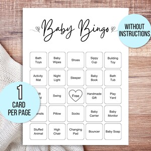 60 Baby Shower Bingo Cards, Unique Prefilled Baby Bingo Game Cards ...