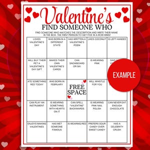 Valentine's Bingo, Valentine's Get to Know You Bingo, Find Someone Who ...