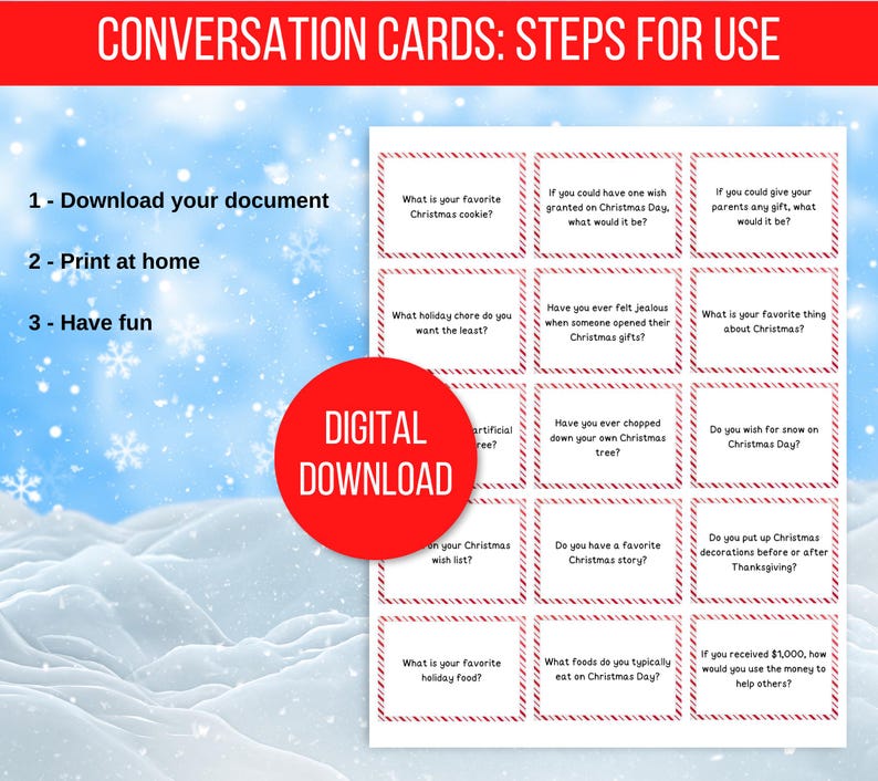 120 Christmas Conversation Cards, Christmas Icebreaker Questions ...