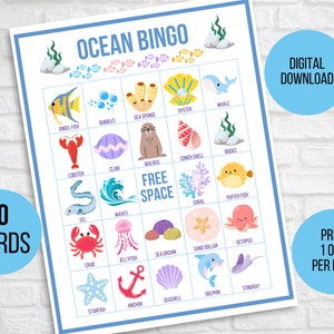 Ocean Bingo Under the Sea Bingo 30 Printable Ocean Bingo - Etsy