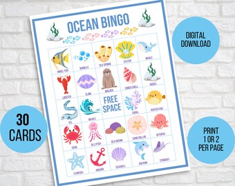 Printable/downloadable Bingo Game Ocean Under the Sea - Etsy