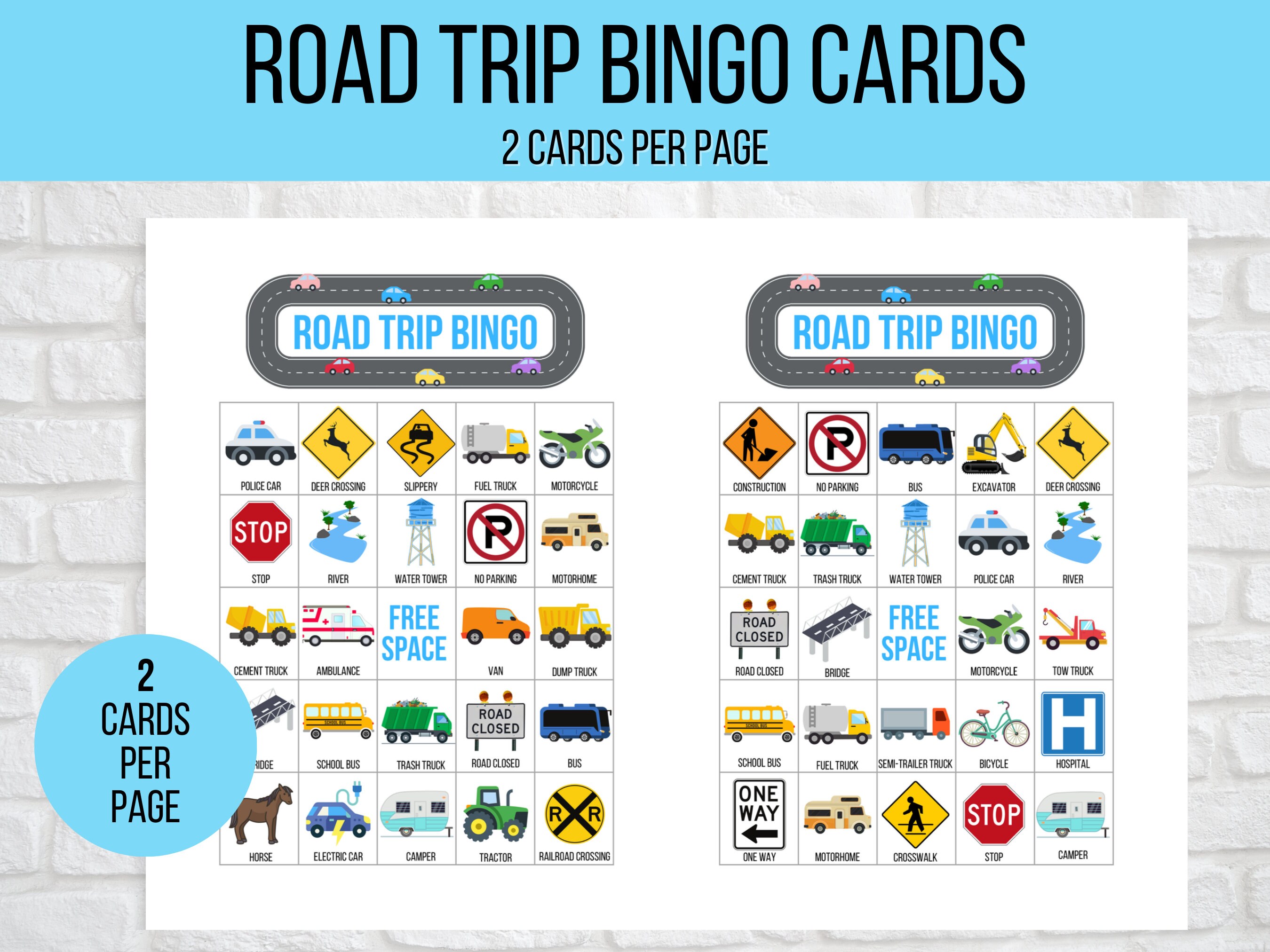 Road Trip Bingo 10 Printable Road Trip Bingo Cards Family - Etsy Australia