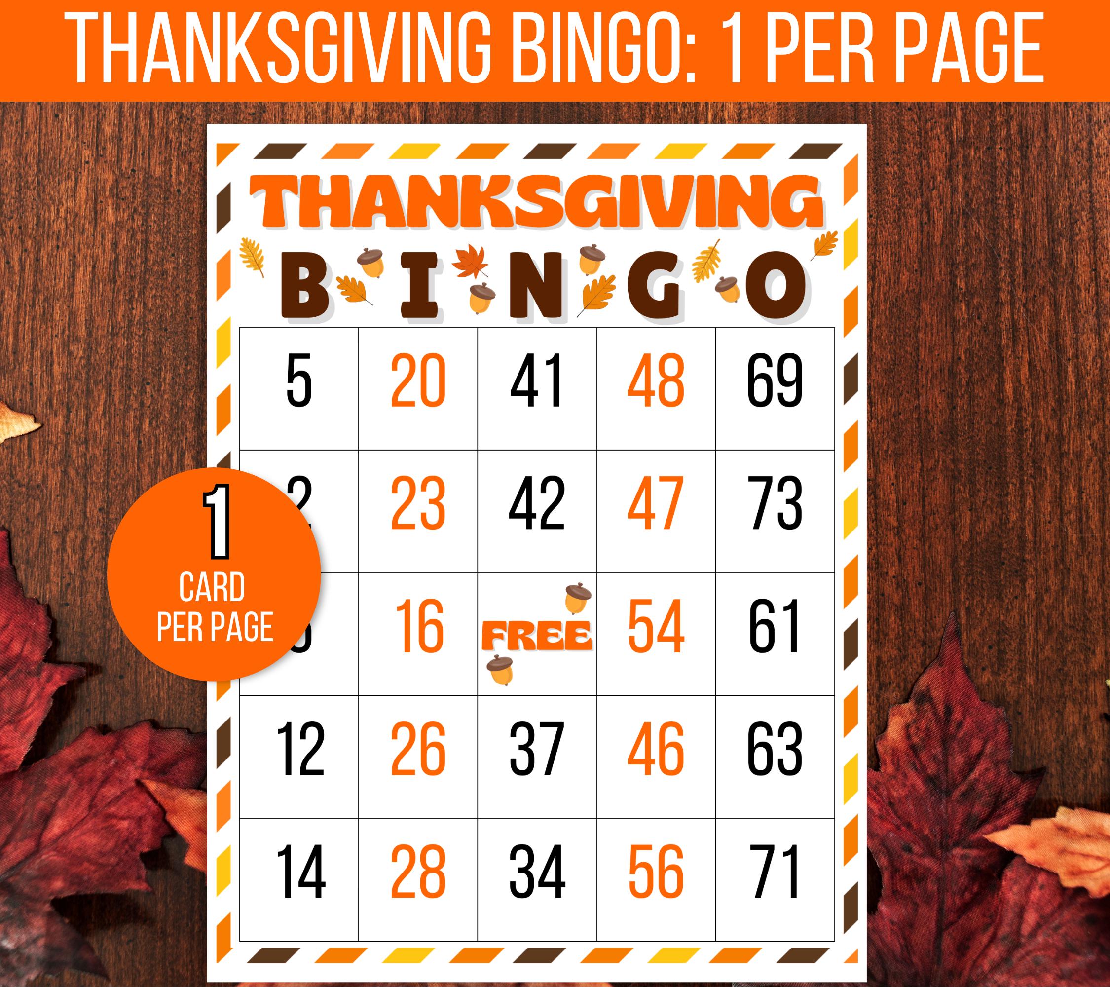 Thanksgiving Bingo, 100 Thanksgiving Bingo Cards, Thanksgiving Games ...