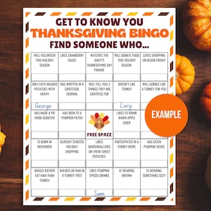 Thanksgiving Get to Know You Bingo, Find Someone Who Bingo, Find the ...
