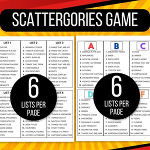 Scattergories Game, Family Scattergories Game, Scattergories Score ...
