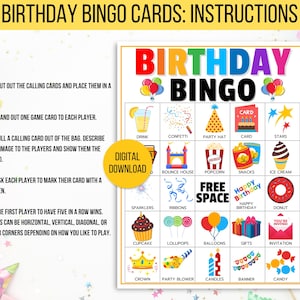 Birthday Bingo, 30 Birthday Party Bingo Cards, Birthday Game, Happy Birthday Bingo Board Game ...