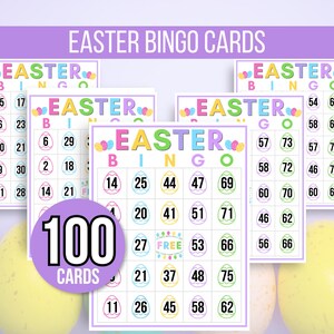 Easter Bingo, 100 Easter Bingo Cards, Printable Easter Activity for ...