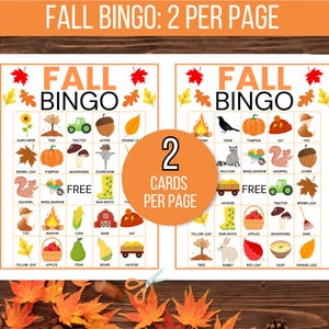 Fall Bingo, 30 Fall Bingo Cards, Fall Picture Bingo, Autumn Bingo ...