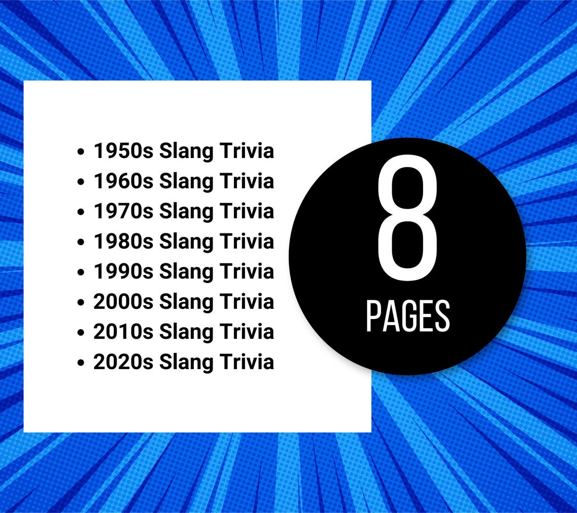 Slang by the Decades Game Bundle, Decade Trivia Night Games, Decade ...