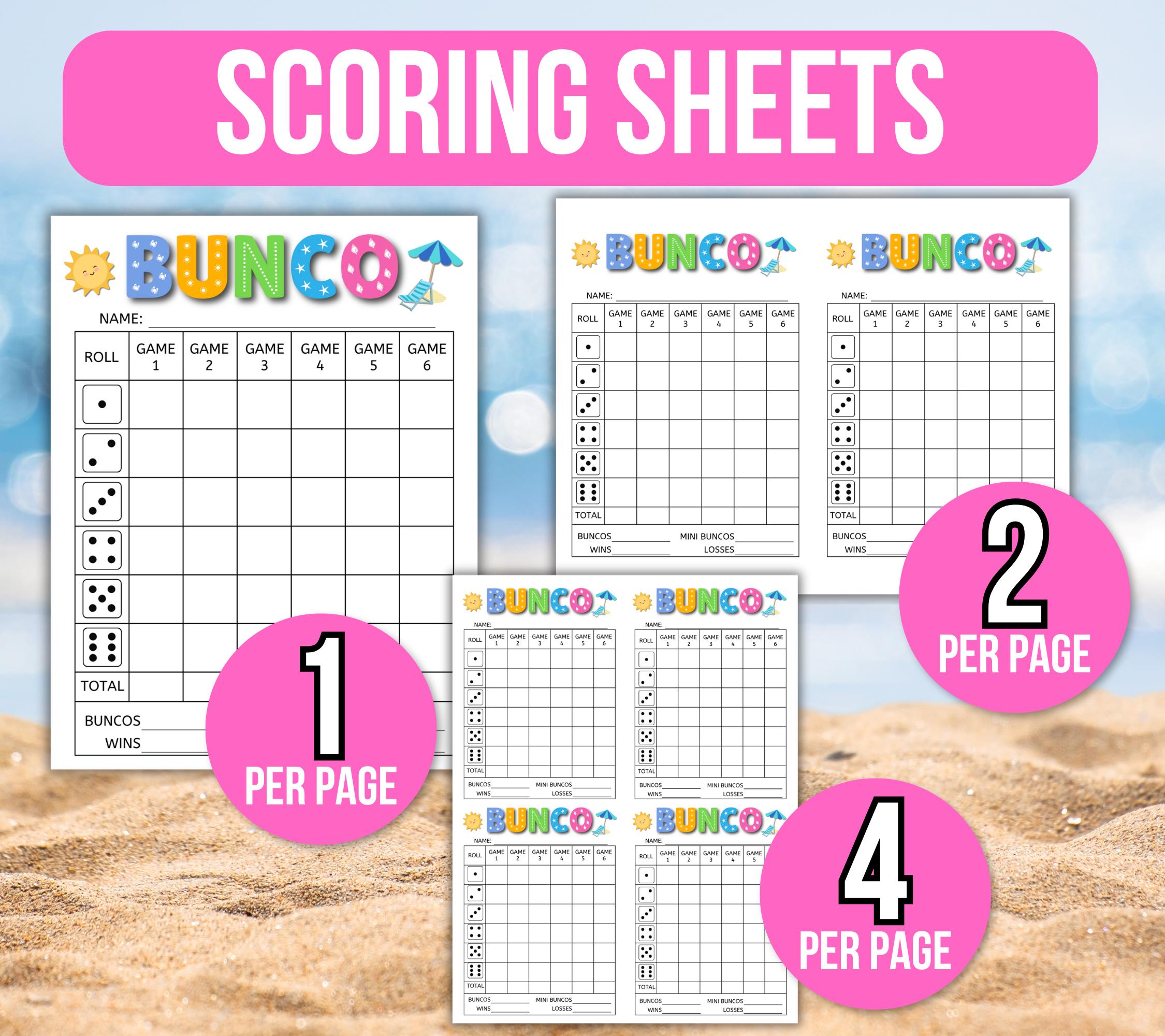 Summer Bunco Score Sheet, Summer Bunco, Summer Bunco Game, Summer Bunco ...