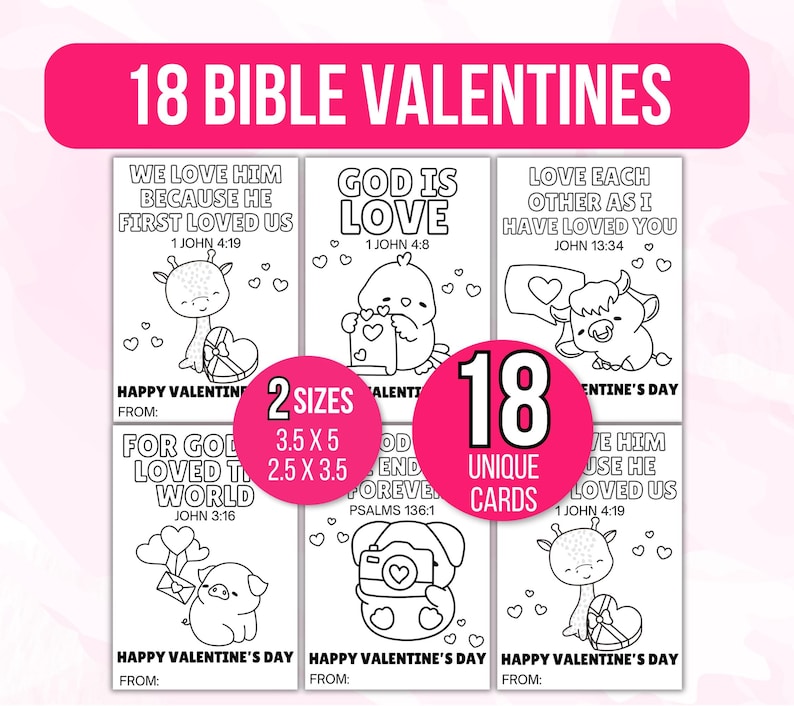 Bible Verse Valentine Cards, Bible Verse Coloring Valentine Cards, 18 ...