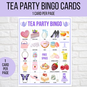 Tea Party Bingo 40 Unique Printable Tea Party Bingo Cards - Etsy
