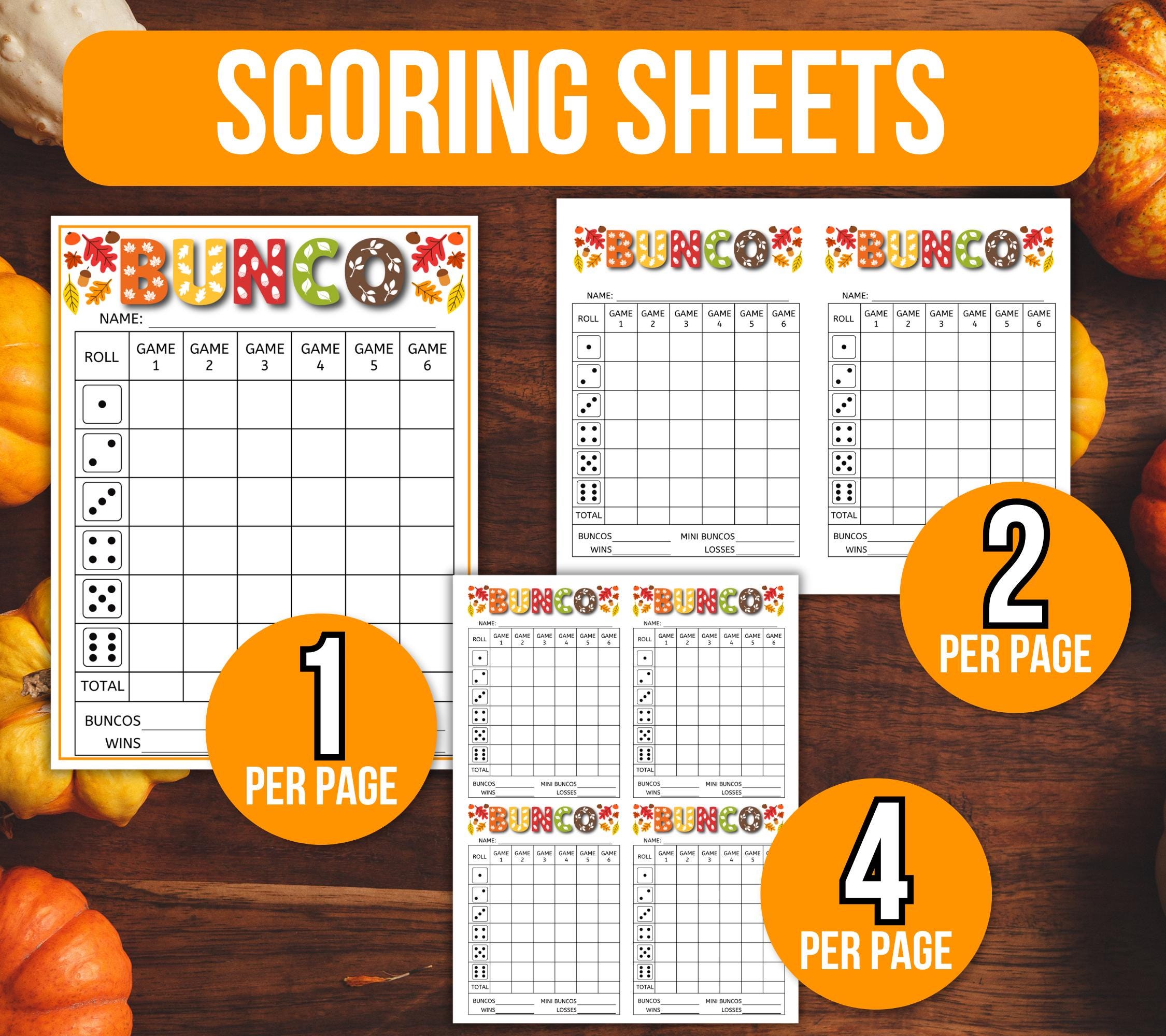 Fall Bunco Score Sheet, Fall Bunco, Fall Bunco Game, Fall Bunco ...