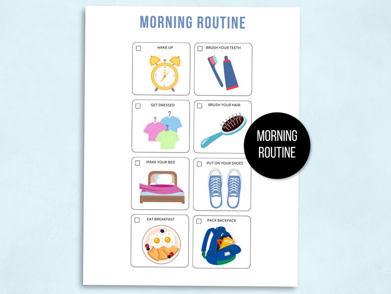 Kids Morning and Evening Routine Charts, Morning Routine for Kids ...