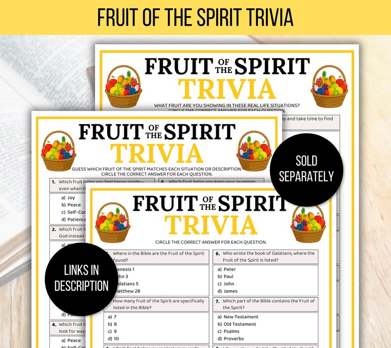 Fruit of the Spirit Bingo, Bible Bingo, 50 Fruit of the Spirit Bingo ...