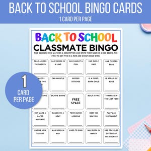 Back to School Bingo, Back to School Games, Classmate Bingo, Get to ...